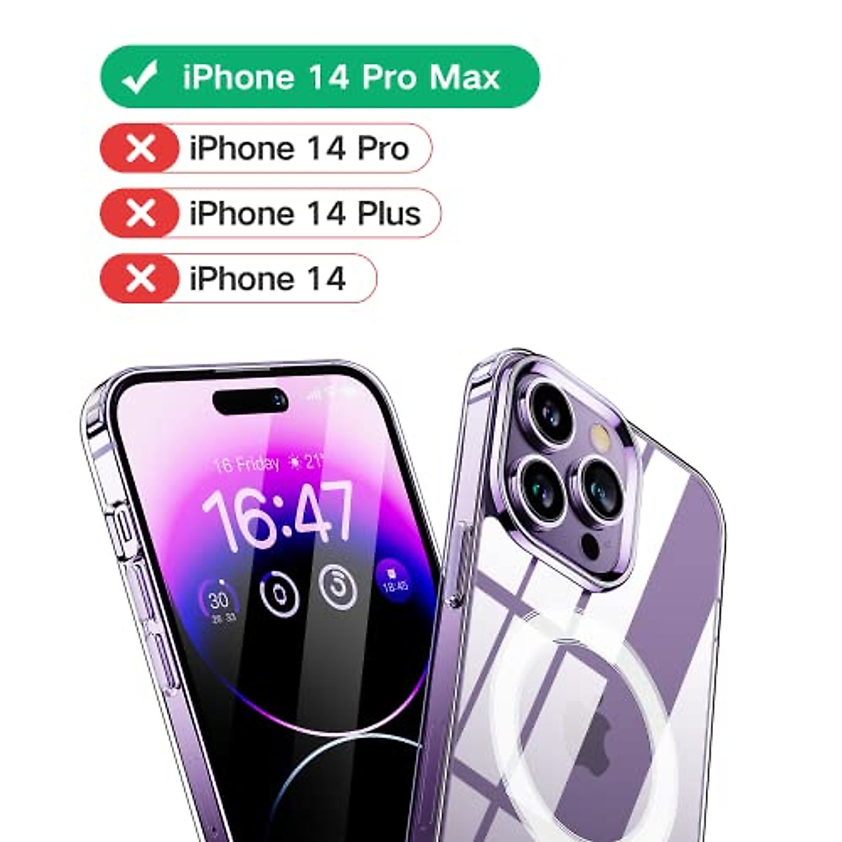 ANNGELAS Magnetic Case for iPhone 14 Pro Max Case Protective-Compatible with Magsafe for iPhone Pro Max 14 Case for Women Men,6.7 inch, Crystal Clear