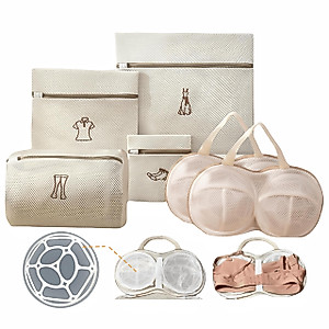 LUCKIEST MAP Mesh 3D Bracket Lingerie Bra Wash Bags ，Laundry Mesh Bags for Laundry （A to C Cups）Mesh Bags with Zipper,6Pcs for Different Needs,Travel Organizer
