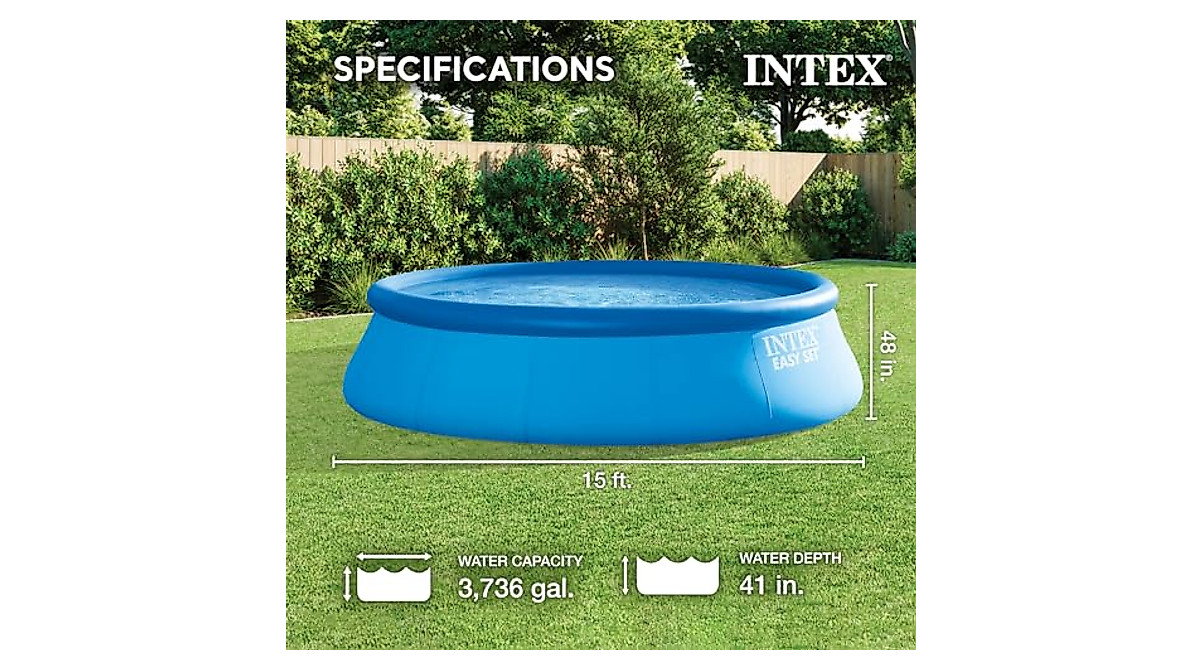 Intex 15ft Easy Set Inflatable Pool with Filter & Ladder | Summer Fun
