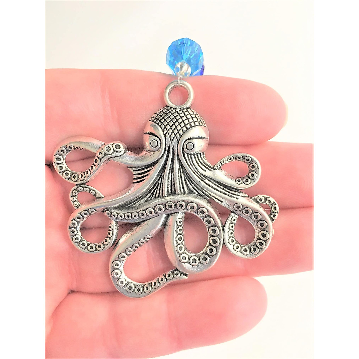 OCTOPUS CAR CHARM, Octopus Suncatcher, 7" Handmade, Gift Wrapped, Octopus Decor, Kraken, Japanese Sea Monster, Steampunk, Mirror Ornament, Window Decoration, Octopus Gift