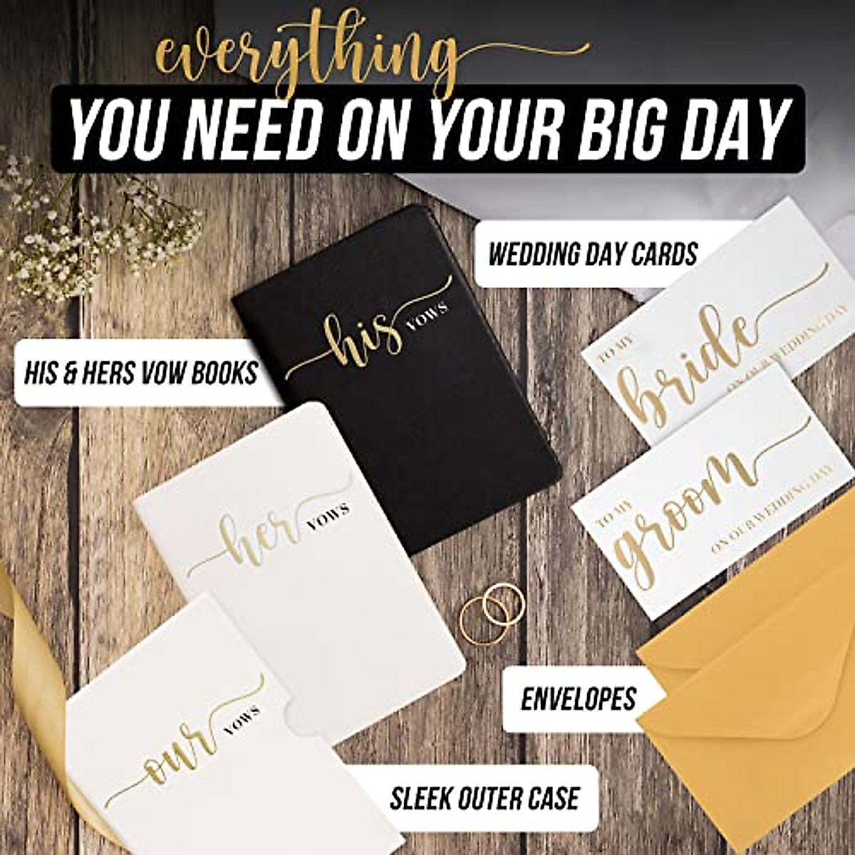 Prazoli Wedding Vow Books for Wedding Day Essentials, Cool Engagement Gifts for Couples, Wedding Registry Items, Supplies & Stuff, Mr and Mrs Gifts for Bride to Be, His and Hers Gifts Journal