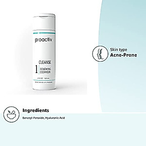 Proactiv Acne Cleanser - Benzoyl Peroxide Face Wash and Acne Treatment - Daily Facial Cleanser and Hyularonic Acid Moisturizer with Exfoliating Beads - 60 Day Supply, 4 Oz