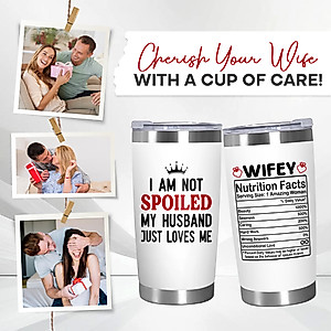 TEEZWONDER Anniversary Wedding Gifts for Her Wife - Stainless Steel Insulated Coffee Tumbler With Lid 20 Oz - Mothers Day Birthday Gifts for Women Wife from Husband