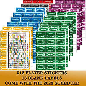 KIKIGO Fantasy Football Draft Board 2023-2024 Kit Extra Large Set with 528 Player Labels 2023 Top Rookie Blank Label 14 Teams 20 Rounds Premium Color Edition