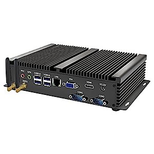 msecore Mini Industrial PC, Rackmount Fanless Computers, Wall-mountable Desktop with i3-4005U, 8GB RAM, 128GB SSD, VGA, HDMI, 2xCOM RS232, WOL, Windows 10 Pro