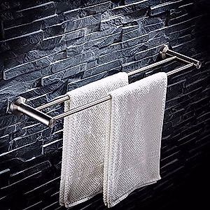 Towel Rack Towel Rails Double Towel Bar,Stainless Steel Brushed Towel Shelf,Bathroom Towel Rack,Wall Mounted Double Bathroom Towel Bar Storage Holder Multi-Functio