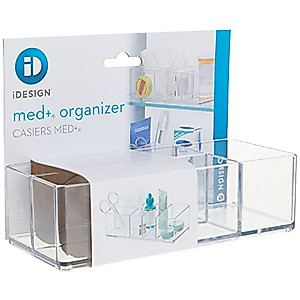 iDesign Divided Bathroom Vanity Organizer for Bathroom, Kitchen, Bedroom, Office, Set of 2, 7" x 3" x 5", Clear