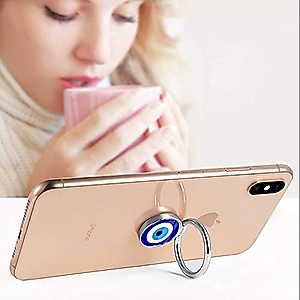 XIAJONS Cell Phone Ring Holder Stand,360 Degree Rotation Bracket Compatible with All Smartphones，for Man Woman Evil Eye Pattern（Blue）