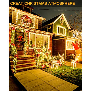 Ollny String Lights 600LED 197FT, Warm White Fairy Lights IP67 Waterproof with Remote 8 Modes Timer Dimmable, Plug in Christmas Lights for Outdoor Indoor House Yard Holiday Decorations