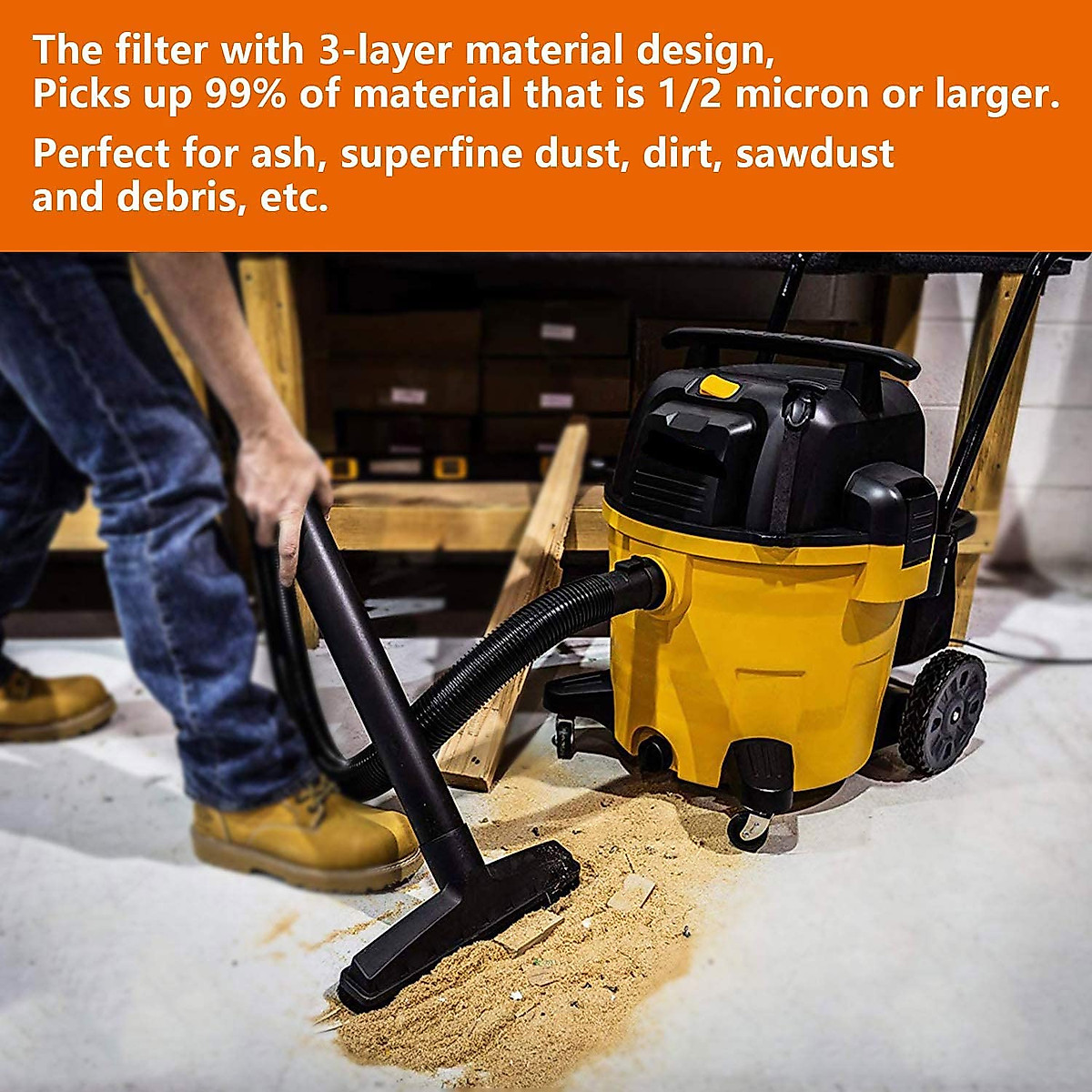 DXVC6910 HEPA Cartridge Filter Replacement Fit for DEWALT Wet/Dry Filter Vacuum Cleaners-Regular 6-16 Gallon, Compatible with DeWalt DXV06P DXV09P DXV10P DXV10PL DXV10SA DXV12P DXV14P DXV16P 2pcs