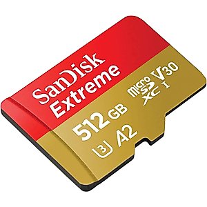 SanDisk Extreme 512GB V30 A2 microSDXC Memory Card Works for DJI Drones Works with Mini 3 Pro, Mini 3, DJI RC (SDSQXA1-512G-GN6MN) Bundle with (1) Everything But Stromboli Micro SD Card Reader