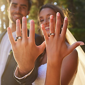 King Will BASIC Men's Tungsten Carbide Ring 8mm Polished Beveled Edge Matte Brushed Finish Center Wedding Band(11)