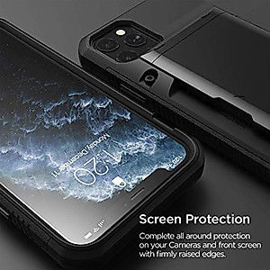 VRS DESIGN Damda Glide Pro Compatible for iPhone 11 Pro Max Case, with [4 Cards] Premium Sturdy [Semi Auto] Credit Card Holder Slot Wallet for iPhone 11 Pro Max 6.5 inch(2019) Black