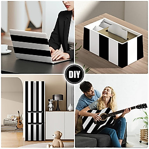Amiya Wallpaper Peel and Stick Black and White Striped Wallpaper Stick Wallpaper Geometric Wallpaper Peel and Stick Easy to Clean DIY Home Decoration 17.3'' x 120'' Roll Contemporary Design