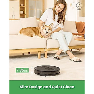 Vactidy Nimble T7 Robot Vacuum and Mop Combo, WiFi/App/Alexa/Siri Control, Robotic Vacuum Cleaner with Schedule, 2 in 1 Watertank & Dustbin, Self-Charging, Slim, Ideal for Hard Floor, Pet Hair, Carpet