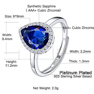 Suplight Promise Ring for Her Septembler Birthstone Blue Sapphire Ring Sterling Silver Ring