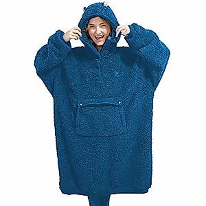 Oversized Wearable Blanket Hoodie for Women Men Comfy Sweatshirt with Giant Pocket Hooded Blanket for Adult As a Gift One Size Fits All