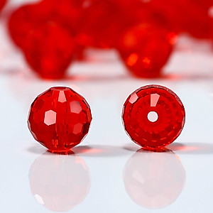 Dowarm 150PCS 6MM Round Crystal Glass Beads for Jewelry Making, Red/Siam Faceted Crystal Beads for Crafts Bracelet Wind Chimes Suncatcher, #5003 Crystal Rondelle Spacer Beads, Loose Gemstones