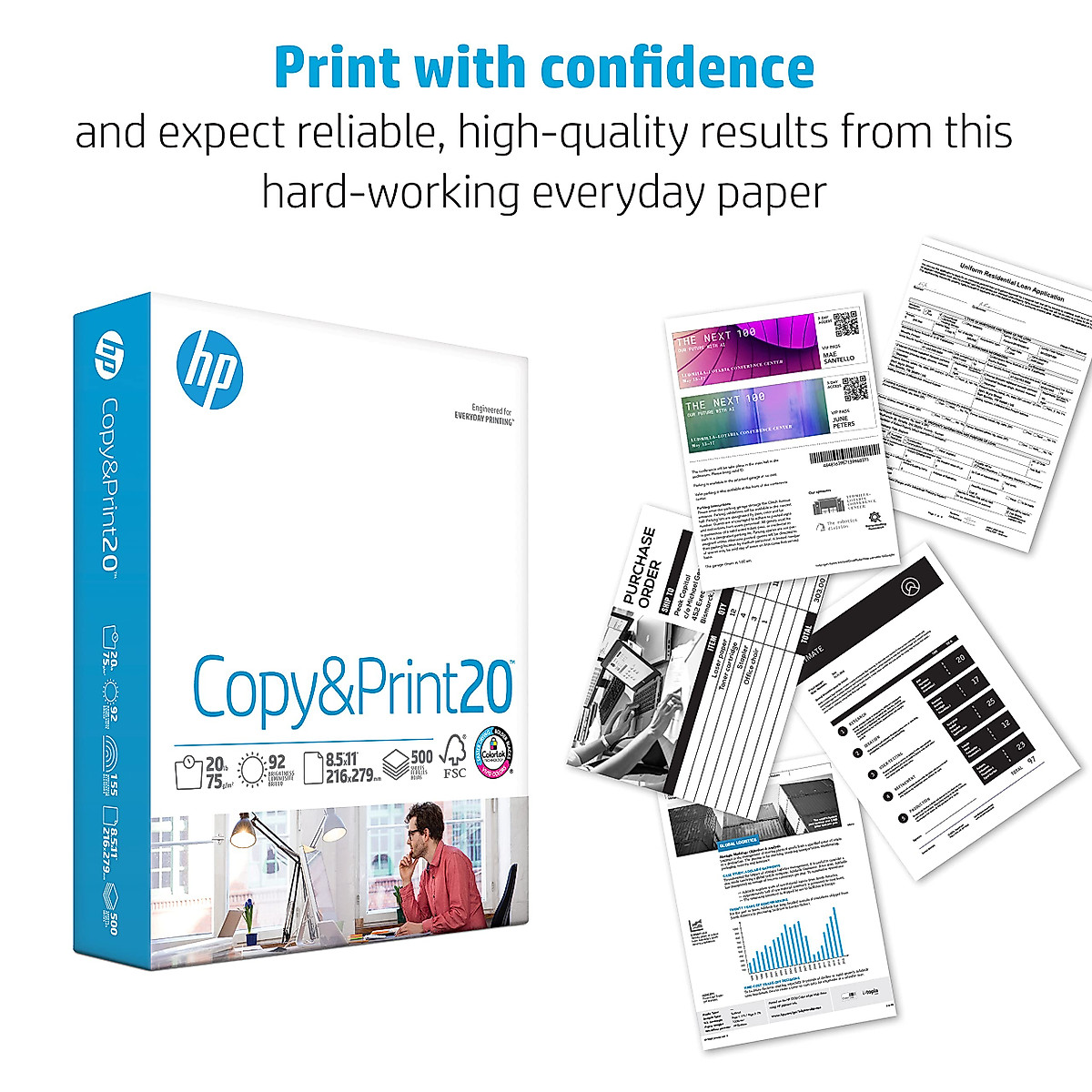 HP Printer Paper | 8.5 x 11 Paper | Copy &Print 20 lb | 1 Pallet - 40 Case - 200,000 Sheets | 92 Bright | Made in USA - FSC Certified | 200060P