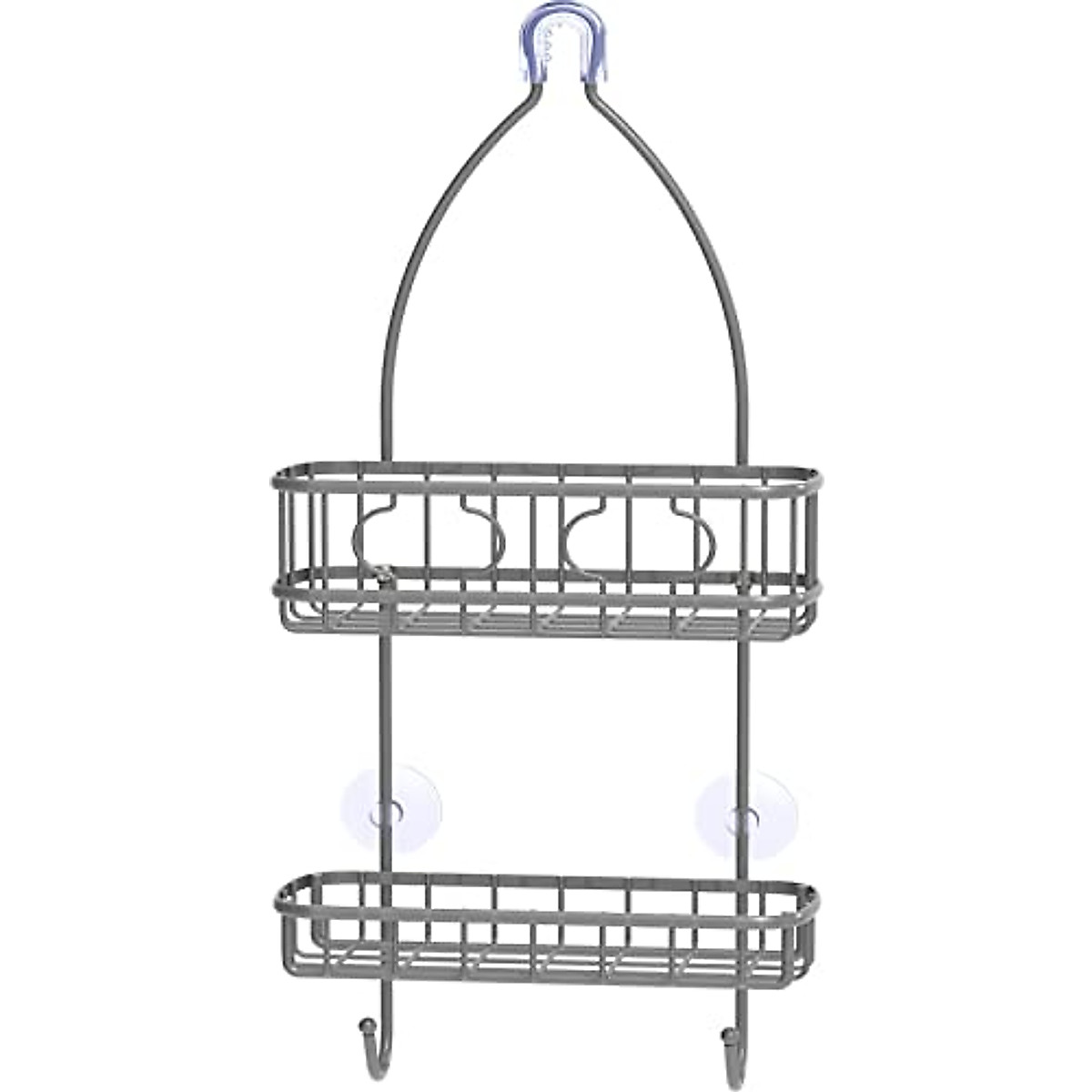 Simple Houseware Bathroom Hanging Shower Head Caddy Organizer, Silver (22 x 10.2 x 4.2 inches)