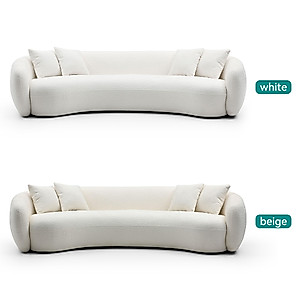 kevinplus 101'' White Curved Sofa Boucle Cloud Couch for Living Room, Modern Luxury Contemporary Upholstered Sectional Sofa Couch for Home Apartment Office Studio, White