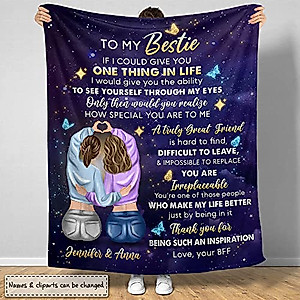 SANDJEST Personalized Best Friend Blanket Custom Name to My Bestie Fleece Throw Blanket Customized Gift for Girl Women BFF Best Friends Christmas Birthday Friendship Long Distace (Style 5)