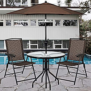 COOURIGHT Set of 2 Folding Sling Chairs w/Armrest, Adjustable Reclining Back, Portable Patio Chairs, Space-Saving Outdoor Folding Chairs for Lawn Garden Pool Beach