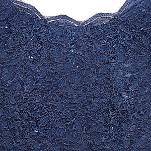 Alex Evenings Women's Tea Length Embroidered Bodice Mother of The Bride Gown, Wedding Guest Dress (Petite and Regular Sizes), Navy, 10