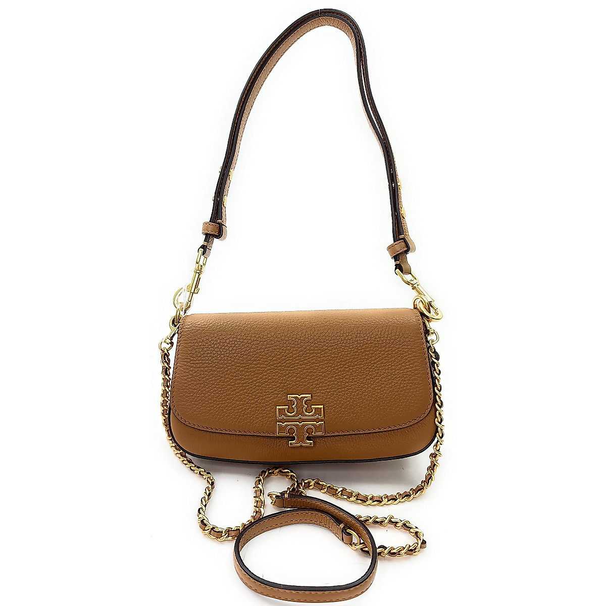 Tory Burch Britten Convertible Crossbody Bag With Gold Hardware (Tiramisu)