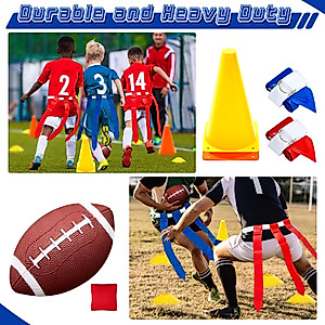 Liliful 20 Player Football Penalty Flags Set, Includes 1 Rugby 20 Adjustable Flag Belts 2 Whistles and Carrying Bag for Adult(Red and Blue)