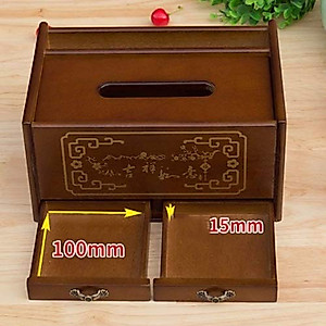 Living Room Home Creative Pumping Box Multifunctional Tissue Box Coffee Table Napkin Paper Box Wooden Remote Control Box Wood Mahogany Color Tissue Box Remote Control Storage Box (Brown)