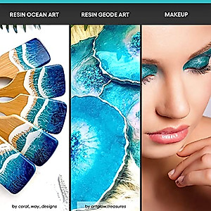 MEYSPRING Turquoise Blue Mica Powder - 50g - Epoxy Resin Color Pigment - Teal Mica Powder for Resin Ocean Art, River Tables, Woodworking - Cosmetic Grade