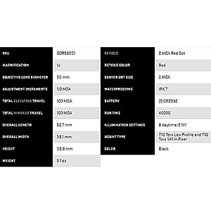 Sig Sauer SOR52001 Romeo5 1x20mm Compact 2 Moa Red Dot Sight, Black