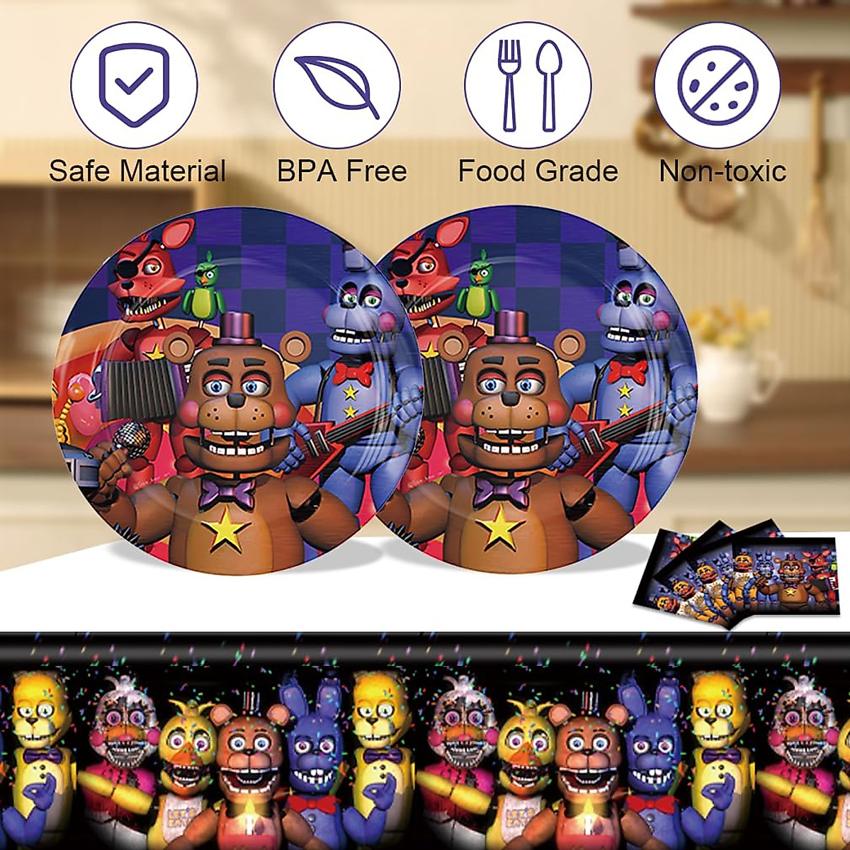 40 Pack Five Nights Party Supplies - 20 Plates & 20 Napkins for Birthday Party Decoration