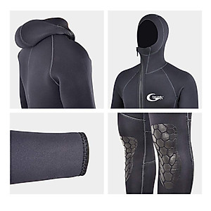 Full Wetsuits-5mm 3mm Wetsuit-Mens Neoprene Diving Suit Front Zipper Hoodie Snorkeling Surfing Suits High Elasticity Long Sleeve - Diving Water Sports Solid Colored Autumn Winter Spring Summer