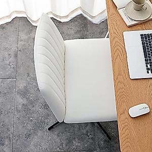 XYZTech Mid Back Executive Home Office Chair Stylish PU Leather Chair Swivel Makeup Desk Chairs Height Adjustable Modern Armless Computer Task Study Chair (Style 3)