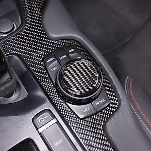 Daeiclru Soft Carbon Fiber Central Control Multimedia Knob Cover Trim Fit for Toyota Supra GR A90 A91 MK5 2019-2022, Car Multimedia Knob Switch Button Cover Trim (Black)