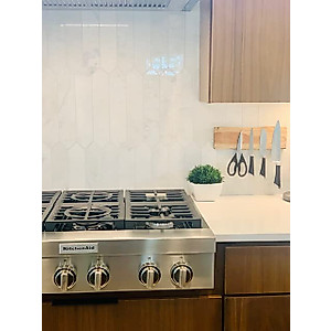 IMPROVED STRONGER Magnetic Knife Holder - Wood Knife Block - Knife Strip - Kitchen Organizer - Live Edge, Holds 5 Knives