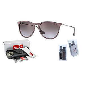 Ray-Ban RB4171 ERIKA Round Sunglasses For Women (Dark Rubber Sand/Brown, 54)+ BUNDLE with Designer iWear Eyewear Kit
