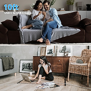 100W USB C Charger Cable, 2Pack Type C Charger Fast Charging, 10ft USB C to USB C Cable Compatible with iPhone 15 Pro Max/Plus/Pad Pro/Samsung S23/Android Phone Charger