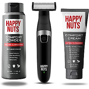 Happy Nuts Bundle - The Ballber Electric Groin Trimmer, Comfort Cream Ball Deodorant, and Comfort Powder for Men
