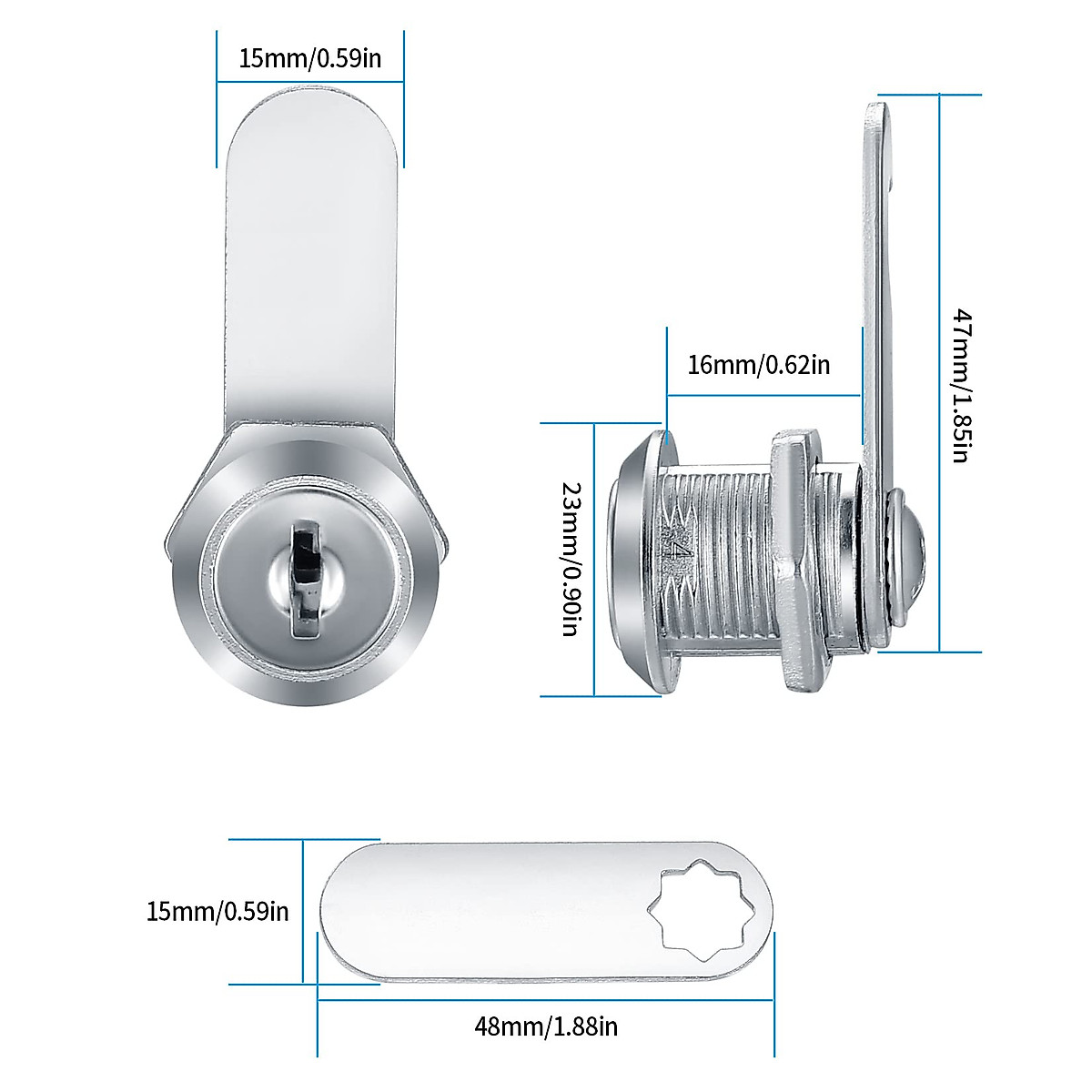 6 pieces cam lock(Each Cam Lock Comes with 2 Same Keys) File Cabinet Cylinder Cam Lock, 5/8 Inch Keyed Cam Lock, for Security File Drawer Mailbox RV Camper Door Storage Toolbox Replacement Lock