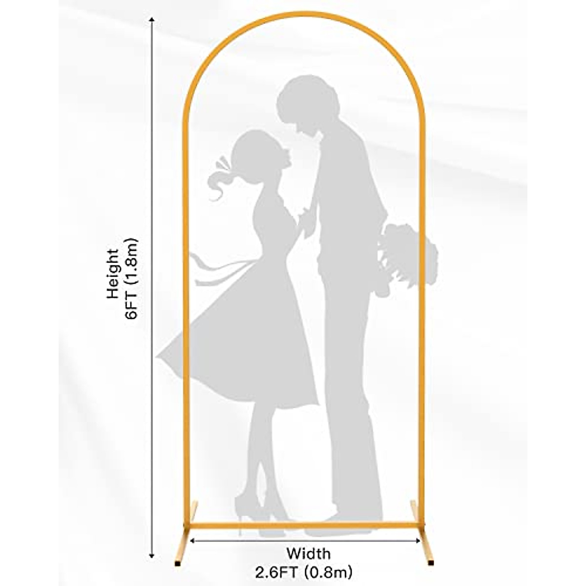 Wedding Arch Backdrop Stand,Gold Metal Door Arched Backdrop Frame Arches Backdrop Stand for Wedding Birthday Graduation Anniversary Celebration Opening Ceremony(6x2.6FT)
