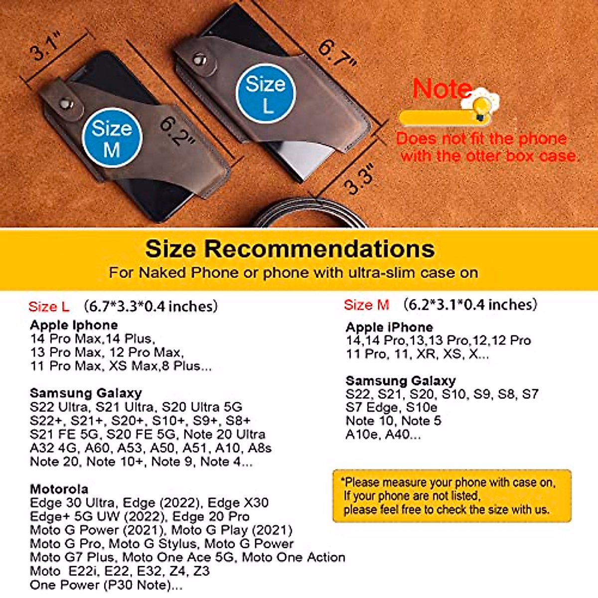 Gentlestache Leather Phone Holster, Phone Holder for Belt Loop, Cell Phone Cases, Leather Belt Pouch with Magnetic Button Darkbrown