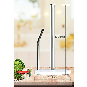 Paper Towel Holder Countertop,Marble Paper Towel Stand with Weighted Base,One-Handed Operation Standing Paper Towel Roll Holder for Kitchen Organization(Brushed Nickel)