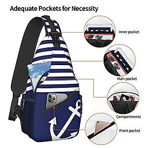 Navy Blue Love Anchor Nautical Sling Bag Crossbody Daypack Travel Hiking Mini Fashion Shoulder Backpack for Men Women Kids