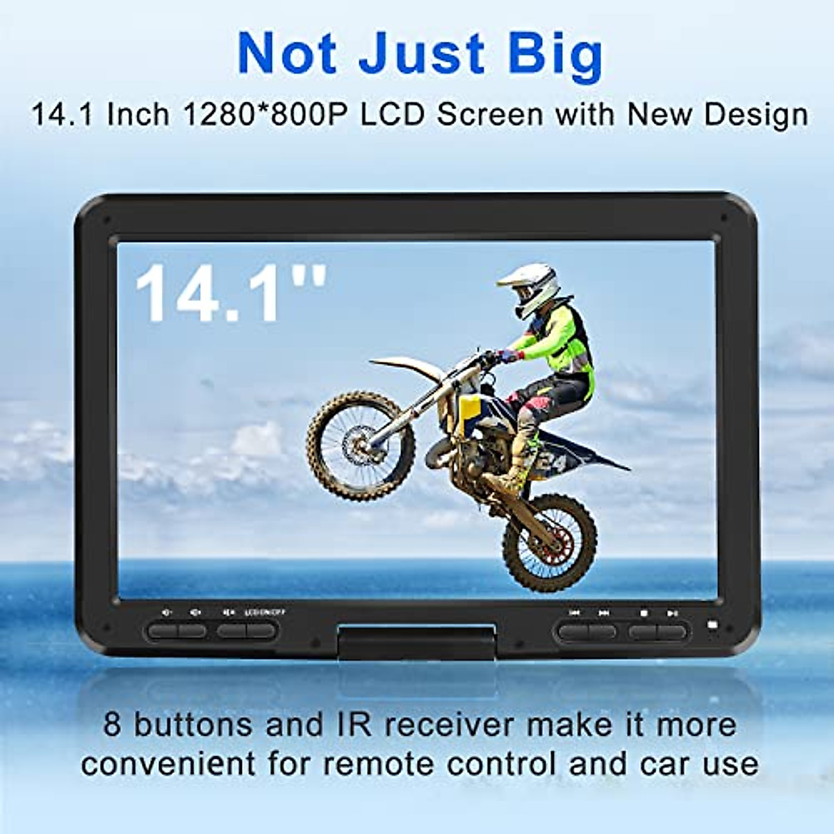 𝒀𝑶𝑶𝑯𝑶𝑶 16.9" Portable DVD Player with 14.1" HD Swivel Screen, 6 Hours Battery Portable DVD Player for Car, Distinctive Screen Button Design, Car Headrest Mount, Support USB/SD Card/, Black