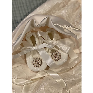 Glamulice White Baby Girls Christening Baptism Tulle Dresses 3-6 Lace Floral Embroidered Newborn Birthday Party Wedding Gowns Infant Photo Shoot Communion Pageant Outfits Dress & Bonnet & Shoes 3M