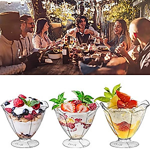 Dicunoy 50 Pack Dessert Cups with Spoons, 3.5 oz Disposable Plastic Mini Dessert Shooter Cups, Clear Parfait Appetizer Tasting Cups for Ice Cream, Mousse, Pudding, Wedding, Picnic, Party