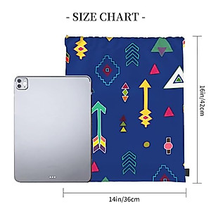 Delhiponics Bohemian Element Arrow Drawstring Backpack Waterproof Gym Sports Trave String Bag Adjustable Lightweight Drawstring Bag Sports Dance Sackpack